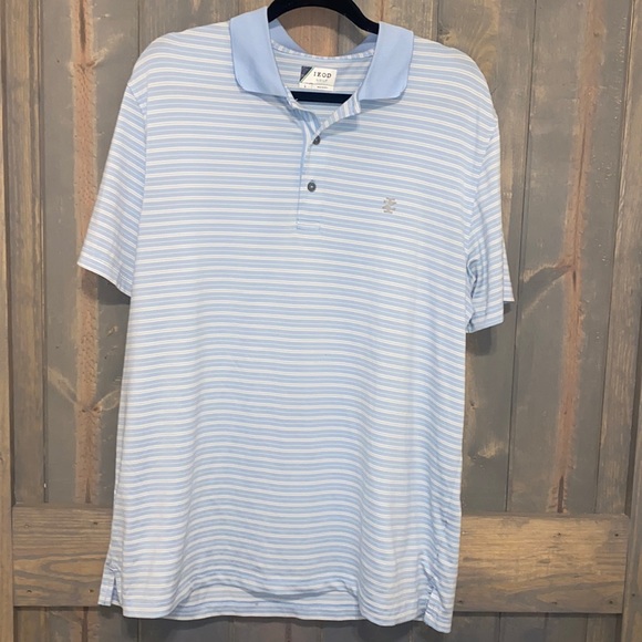 Izod | Shirts | Izod Light White Blue Stripe Golf Polo Size Large | Poshmark